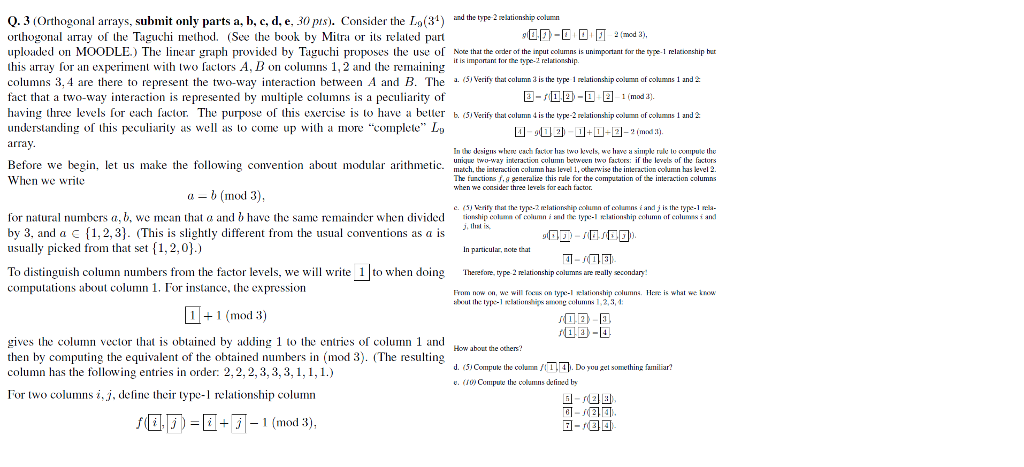 and the type 2 Q.3 (Orthogonal arrays, submit only | Chegg.com