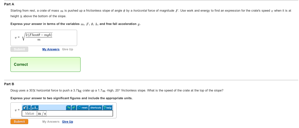 Solved Starting from rest, a crate of mass m is pushed up a | Chegg.com