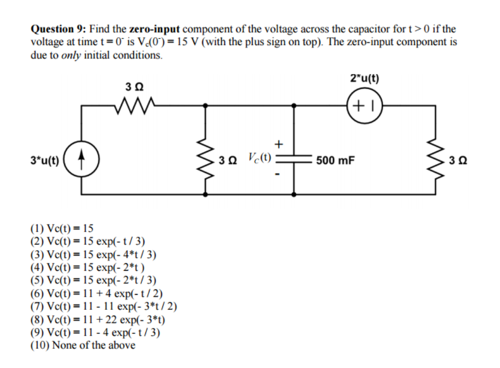 Solved Find the zero-input component of the voltage across | Chegg.com