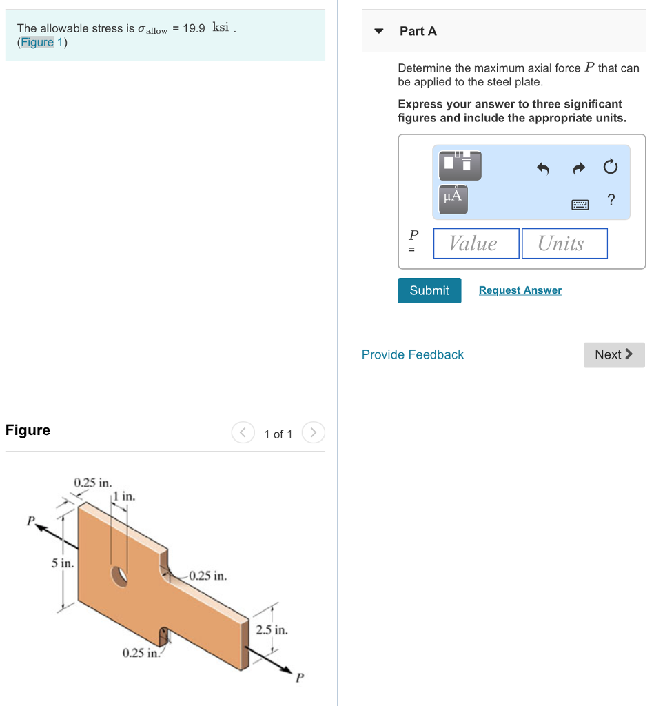 Solved The allowable stress is ơallow : 19.9 ksi (Figure 1) | Chegg.com