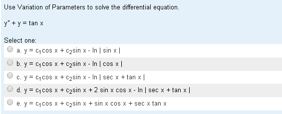 Solved Use Variation of Parameters to solve the differential | Chegg.com