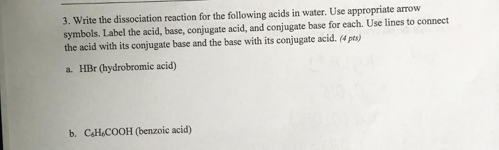 Solved Write The Dissociation Reaction For The Following