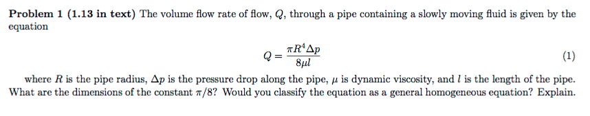 Solved The volume flow rate of flow, Q, through a pipe | Chegg.com