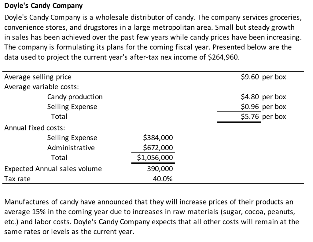 Solved Doyle's Candy Company Doyle's Candy Company is a | Chegg.com