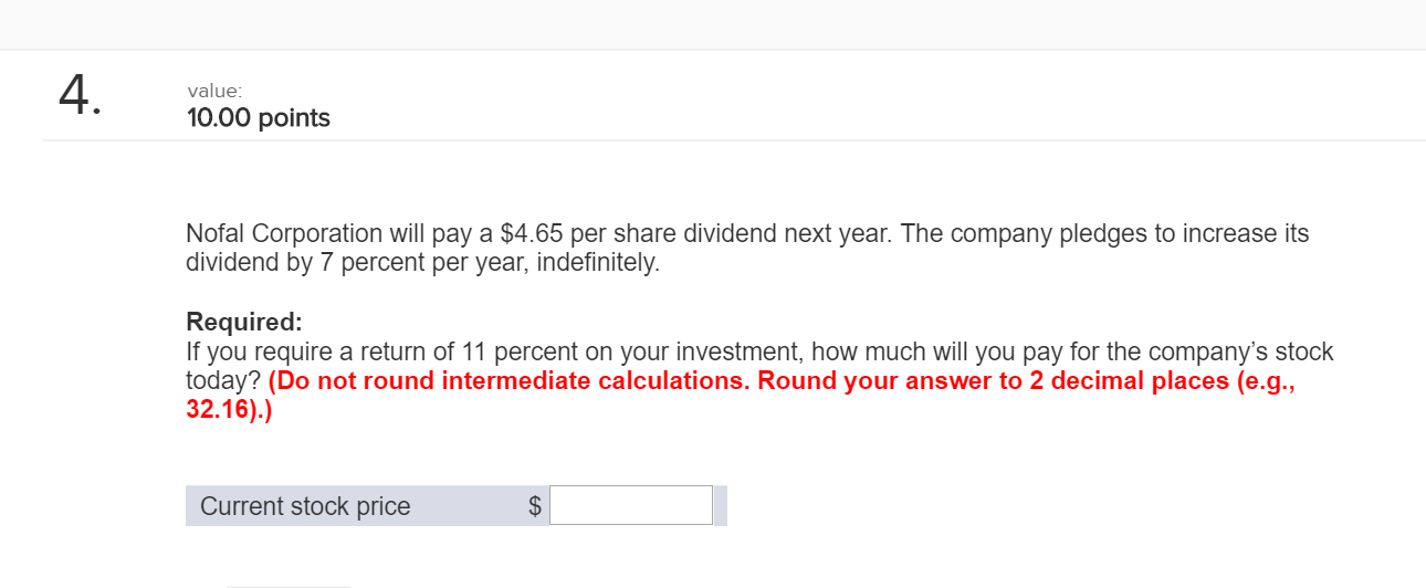 Solved Nofal Corporation will pay a $4.65 per share dividend | Chegg.com