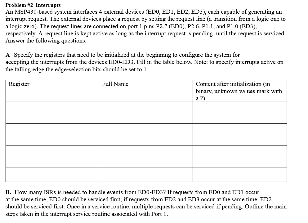 MSP 430 homework | Chegg.com