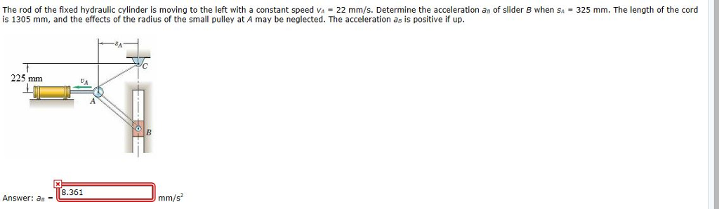Solved The rod of the fixed hydraulic cylinder is moving to | Chegg.com