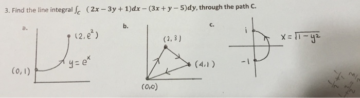 Solved Find the line integral integral_C (2x - 3y + 1)dx - | Chegg.com