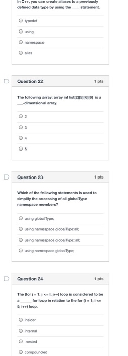 Solved In C++ you can create aliases to a defined data type | Chegg.com