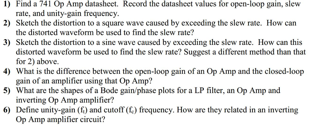 Solved Find a 741 Op Amp datasheet. Record the datasheet | Chegg.com