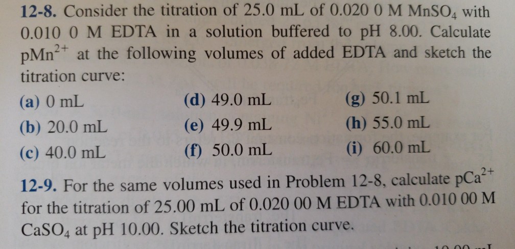 Solved 12-8. Consider the titration of 25.0 mL of 0.020 0 M | Chegg.com