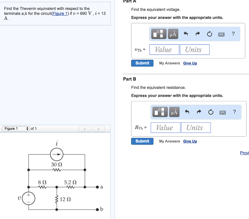 Solved Part Find the Thevenin equivalent with respect to the | Chegg.com