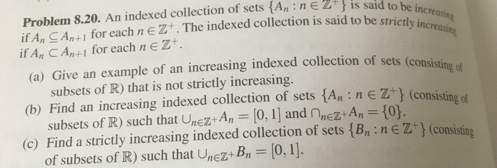 Solved An indexed collection of sets {A_n: n elementof Z^+} | Chegg.com