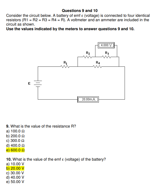Solved Questions 9 and 10 Consider the circuit below. A | Chegg.com