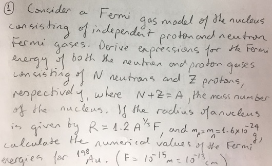 Consider a Fermi gas model of the nucleus consisting | Chegg.com