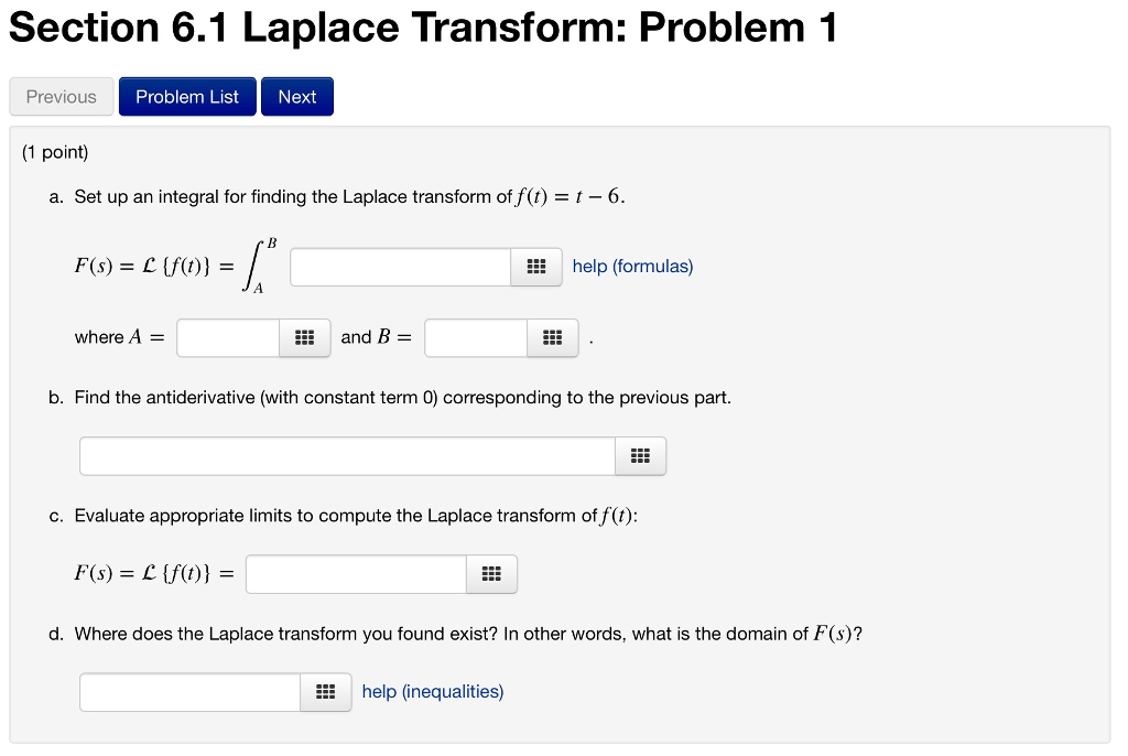 Solved a. Set up an integral for finding the Laplace | Chegg.com