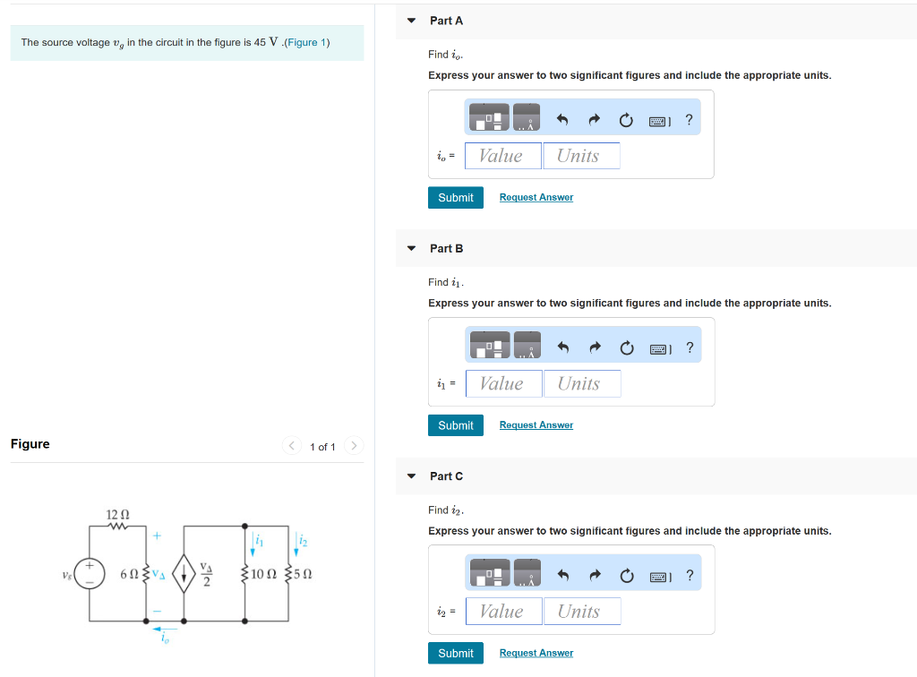 Solved Part A The source voltage vg in the circuit in the | Chegg.com