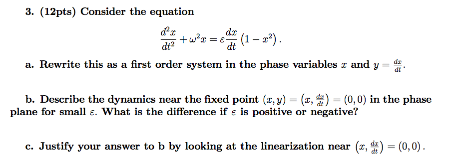 Consider the equation {d^2x/dt^2}+omega^2x= epsilon | Chegg.com