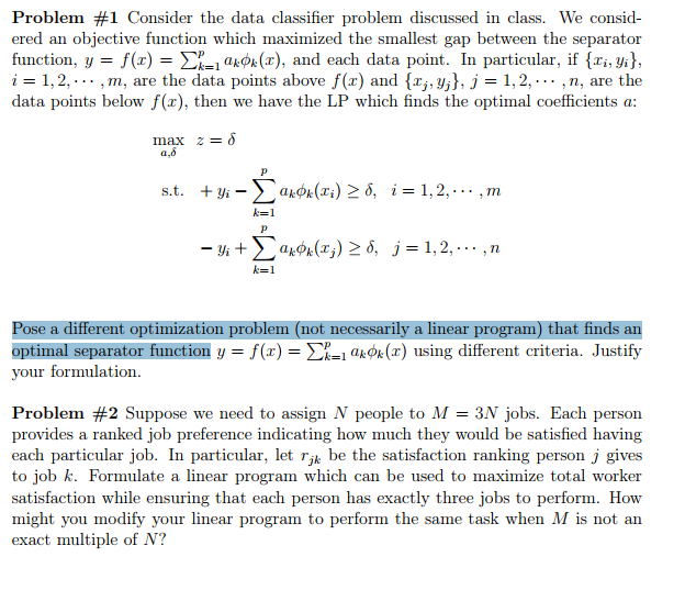 Solved Problem 1 Consider The Data Classifier Problem 