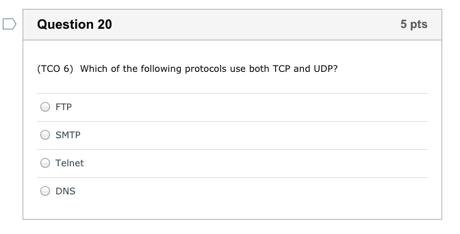 Solved Question 20 5 pts (TCO 6) Which of the following | Chegg.com