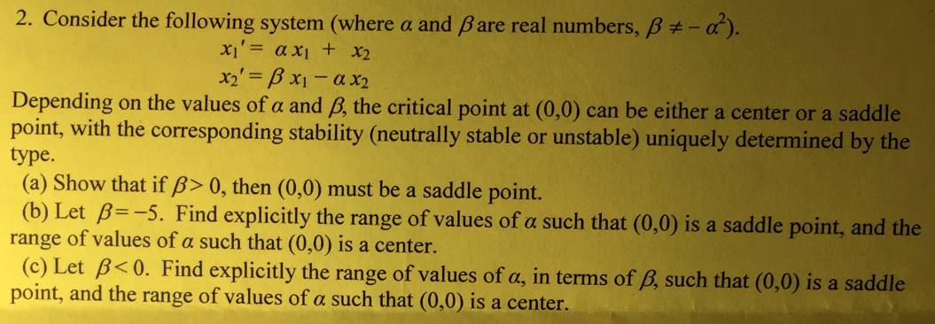 Solved 2. Consider the following system (where alpha and | Chegg.com