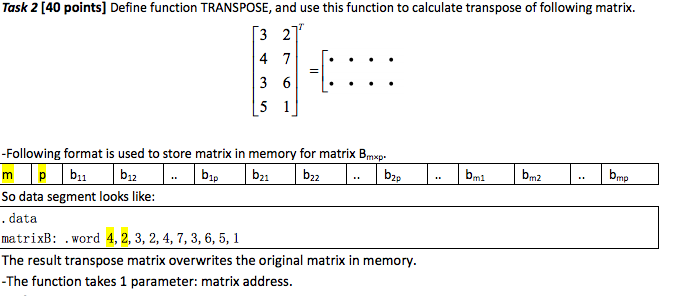 Define function TRANSPOSE, and use this function to | Chegg.com