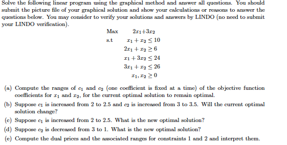 Solved Solve The Following Linear Program Using The
