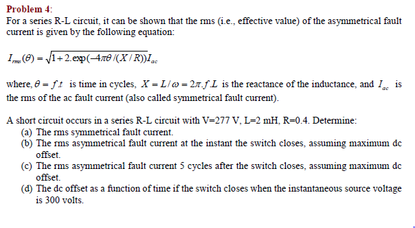 Solved For a series R-L circuit, it can be shown that the | Chegg.com
