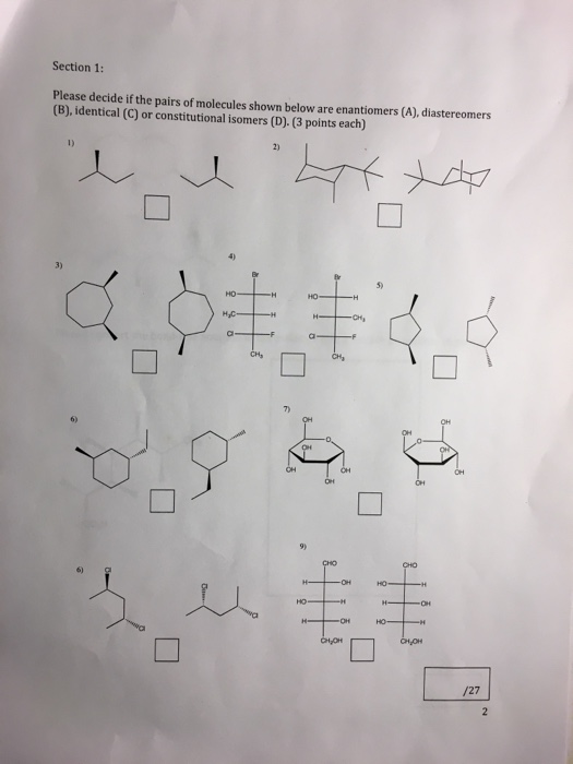 Solved Decide if the pairs of molecules shown below are | Chegg.com