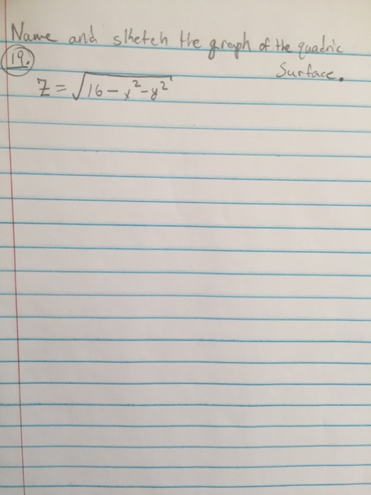 Solved Name and sketch the graph of the quadric surface. Z | Chegg.com
