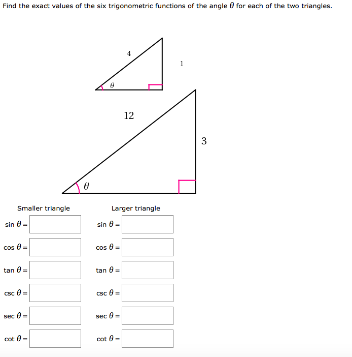 Solved Find the exact values of the six trigonometric | Chegg.com