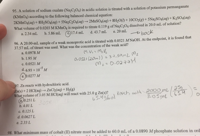 Solved A solution of sodium oxalate (Na_2C_2O_4) in acidic | Chegg.com