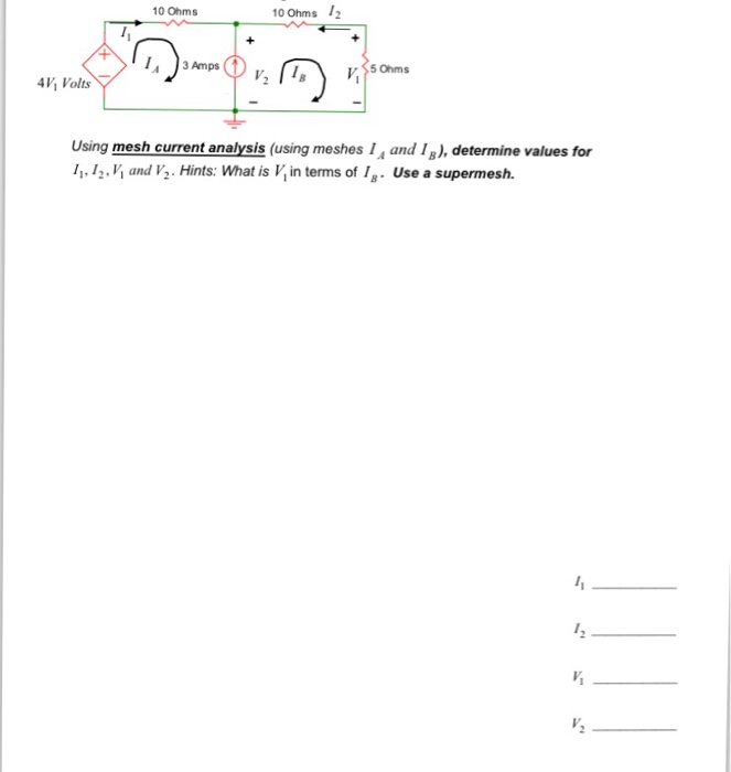 Solved using mesh current analysis (using meshes IA and IB), | Chegg.com