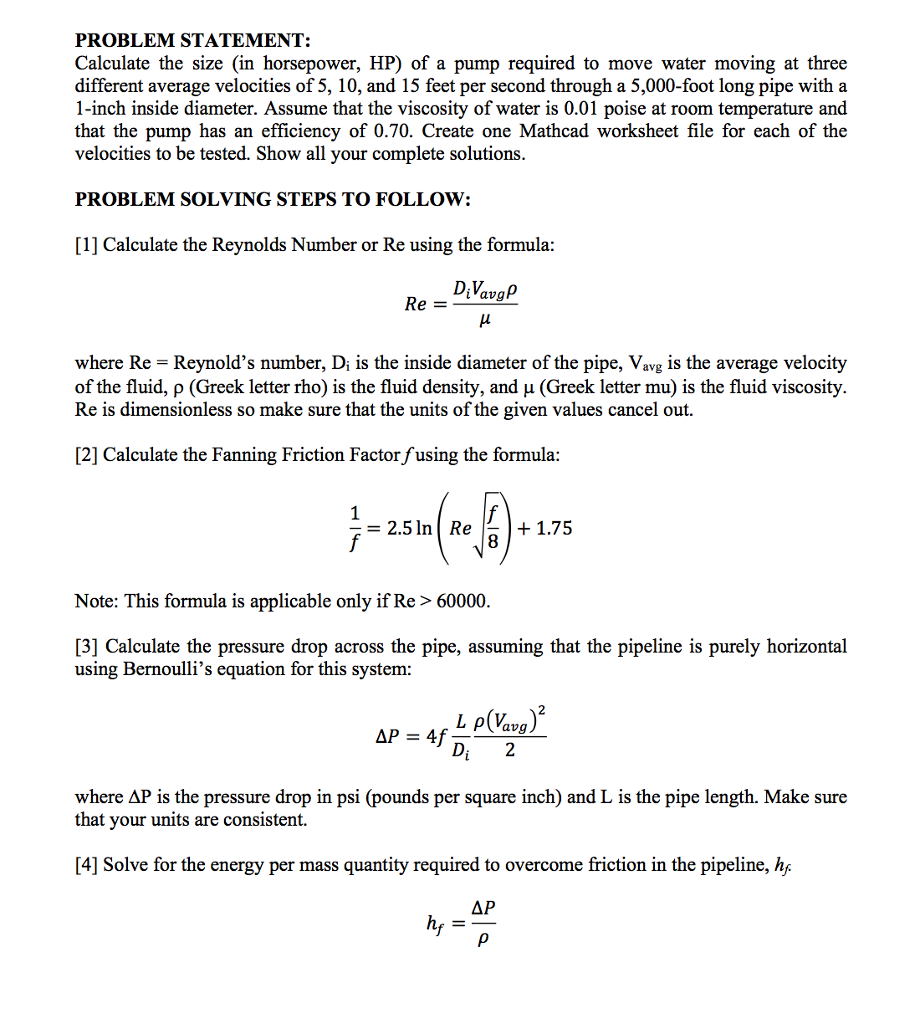PROBLEM STATEMENT: Calculate the size Cin horsepower, | Chegg.com