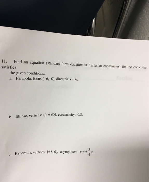 Solved Find an equation (standard-form equation in Cartesian | Chegg.com