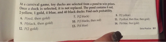 Solved At a carnival game, toy ducks arc selected from a | Chegg.com