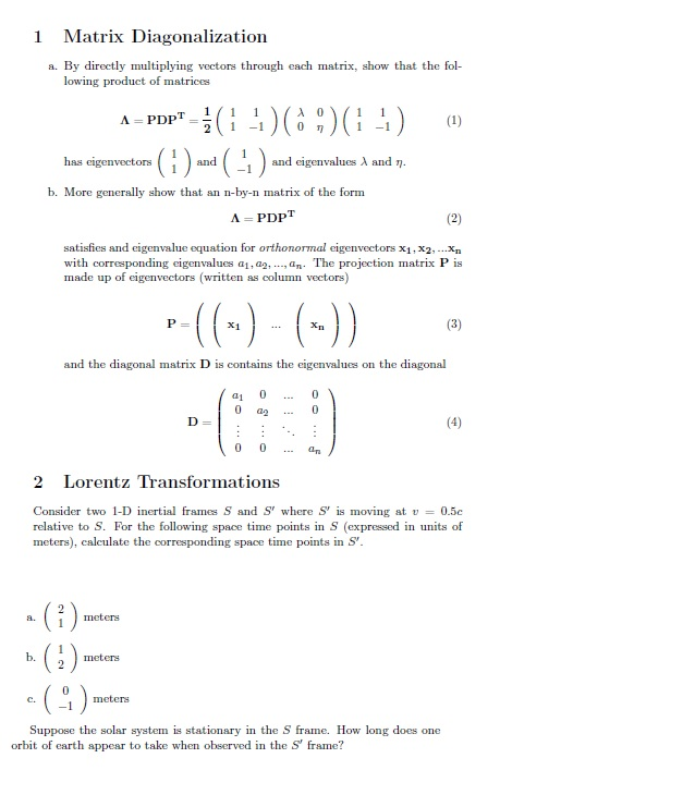 Solved Matrix Diagonalization By directly multiplying | Chegg.com