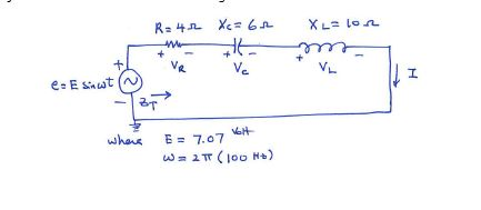 Solved Find the current I and the voltages VR, VL, and VC in | Chegg.com