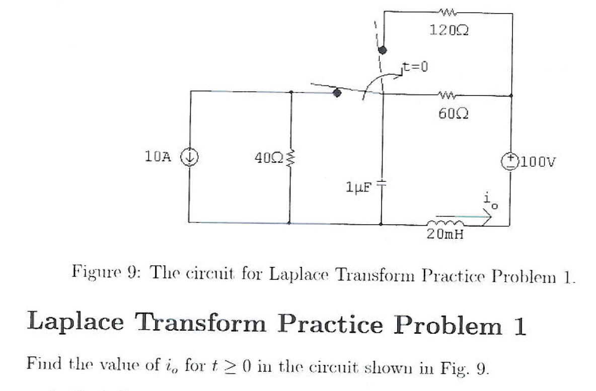 Solved r 120Q t 0 60Q 10A 402 100V 20mH Figure 9: Tlie | Chegg.com