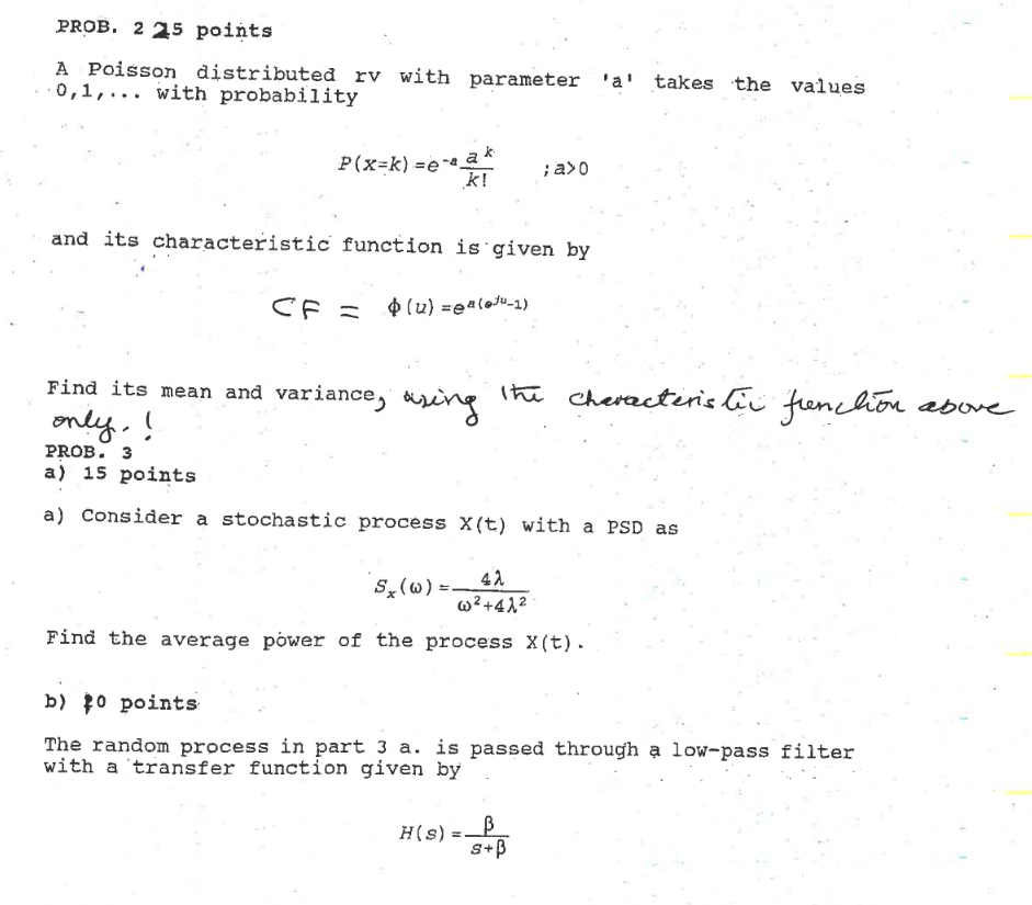 Solved A Poisson Distributed Rv With Parameter A Takes The