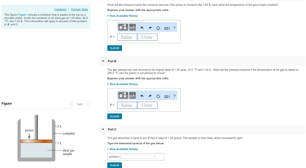 Solved What will the pressure inside the container become if | Chegg.com