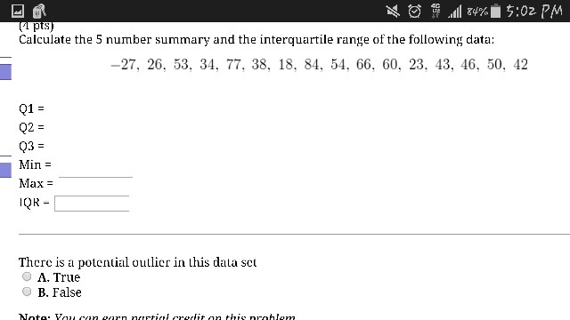 Calculate the 5 number summary and the interquartile | Chegg.com
