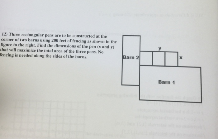 Solved Three rectangular pens are to be constructed at the | Chegg.com