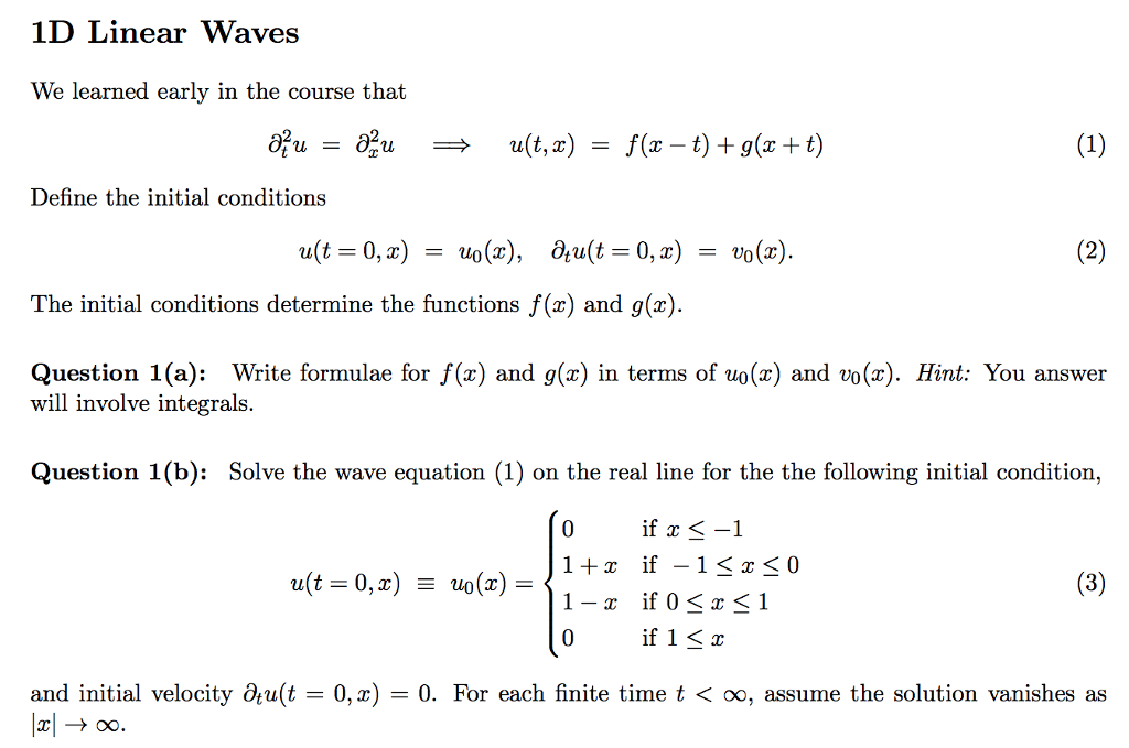 Solved 1D Linear Waves We learned early in the course that | Chegg.com