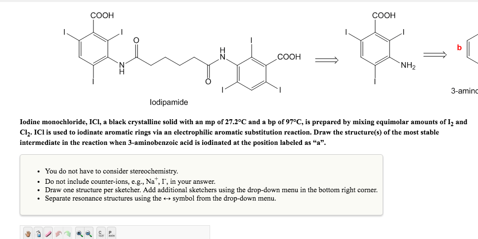Solved COOH COOH COOH 3-amin lodipamide Iodine monochloride, | Chegg.com