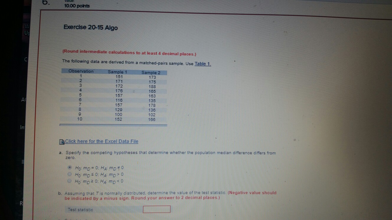 Solved 1000 points Exercise 20-15 Algo Ui Round intermediate | Chegg.com