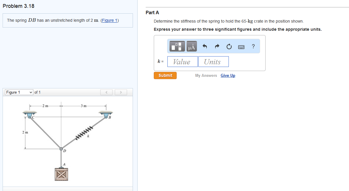 Solved The spring DB has an unstretched length of 2 m. | Chegg.com