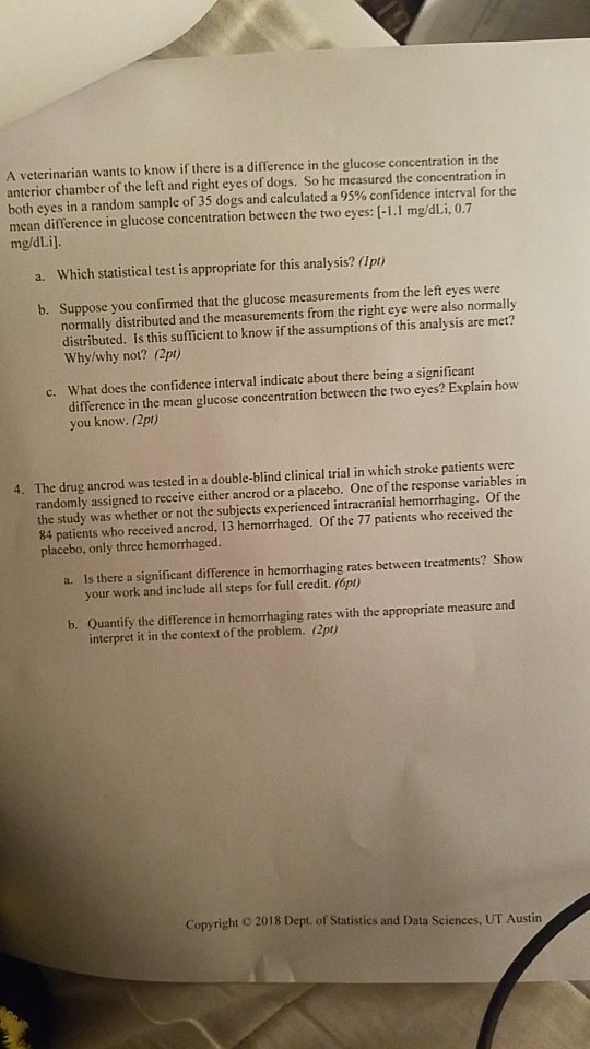 Solved Biostats SDS 328M Homework 6 Part 1-Hand work (all | Chegg.com