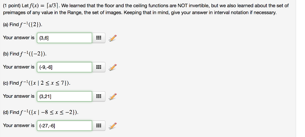 Solved Discrete Math -- Let f(x)=⌈x/3⌉. We learned that the | Chegg.com