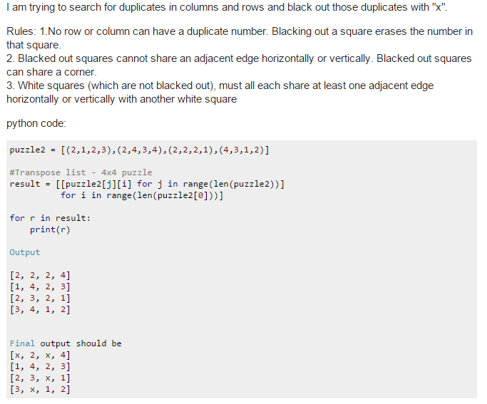 I am trying to search for duplicates in columns and | Chegg.com